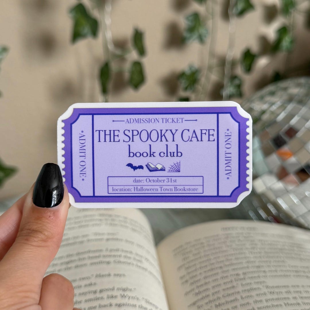 Spooky Cafe Book Club Sticker: Halloween Ticket Design - Etsy