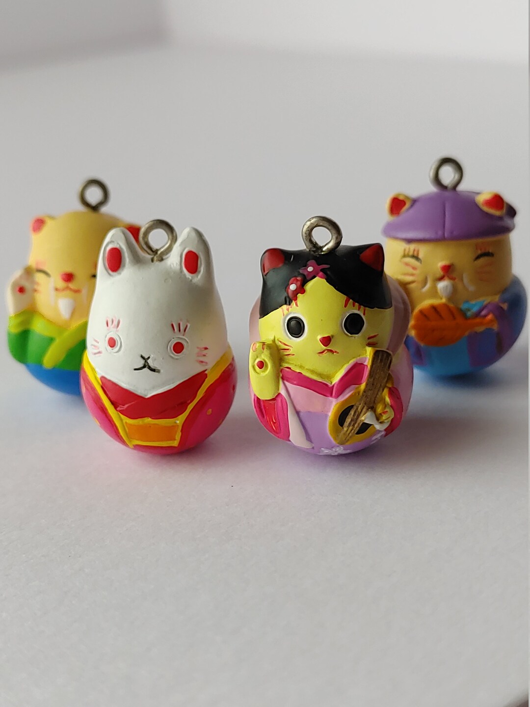 Japanese Lucky Gods and Rabbit Tiny Wobbling Ornament Kawii Lucky Item ...