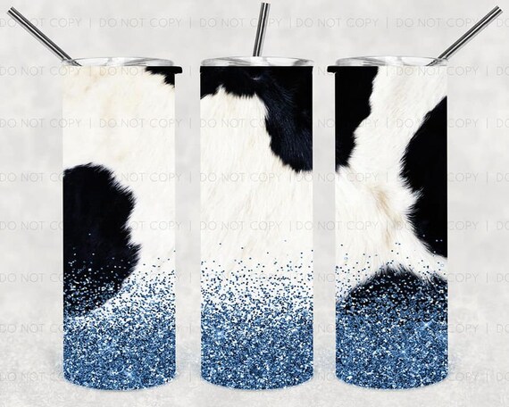 Blue Glitter Cow Sublimation Design | Etsy