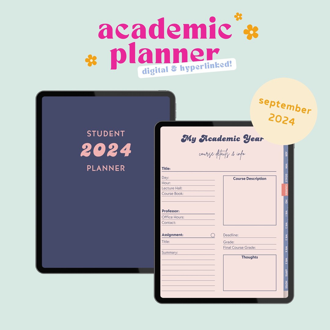 Back to School September 2024 Digital Student Planner, Dated Academic ...