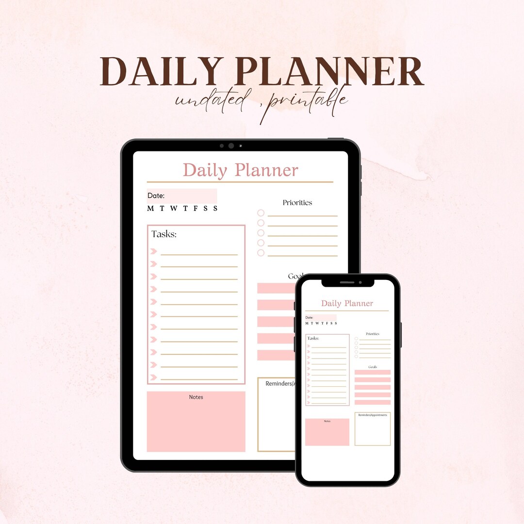 Undated Digital Daily Planner, Printable Canva Planner, Daily Schedule ...