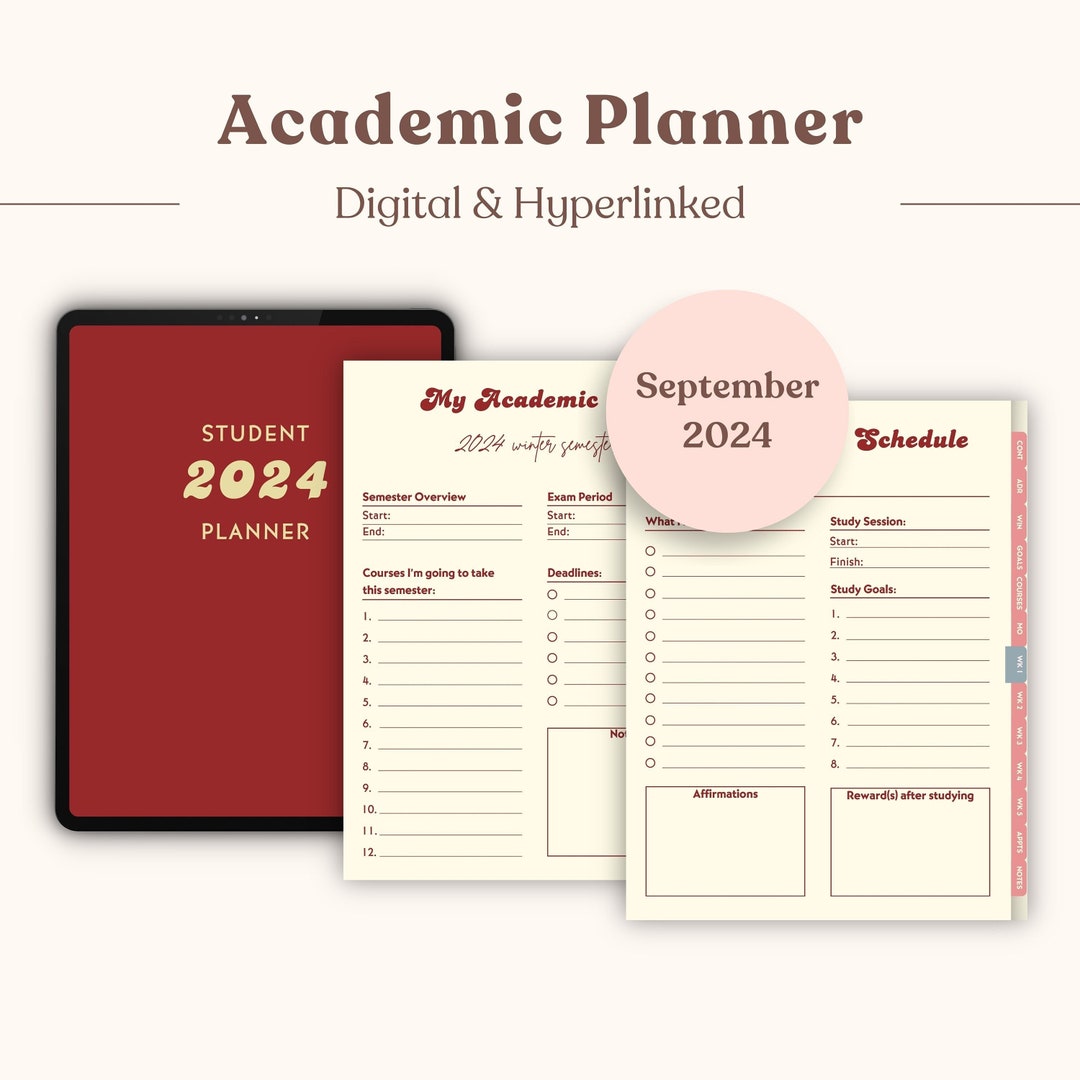 Digital September 2024 Student Planner for College and University ...