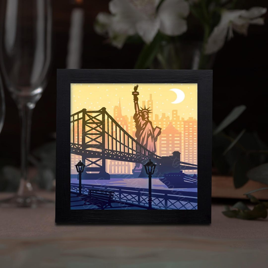 New York Paper Cut Light Box Shadow Box Gift Gift for Him Anniversary ...