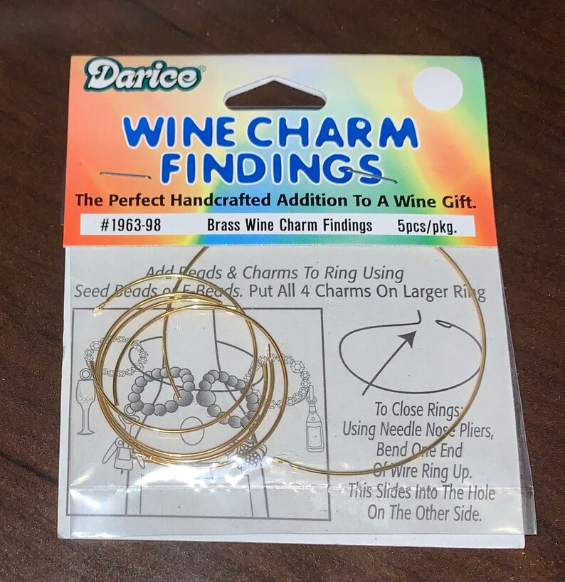 Pewter Wine Charm Hoops With Bottle Hoop - Silver or Gold -5 Pieces ...