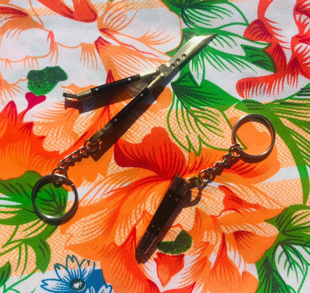 Mini Balisong Butterfly Knife Keychain - Etsy