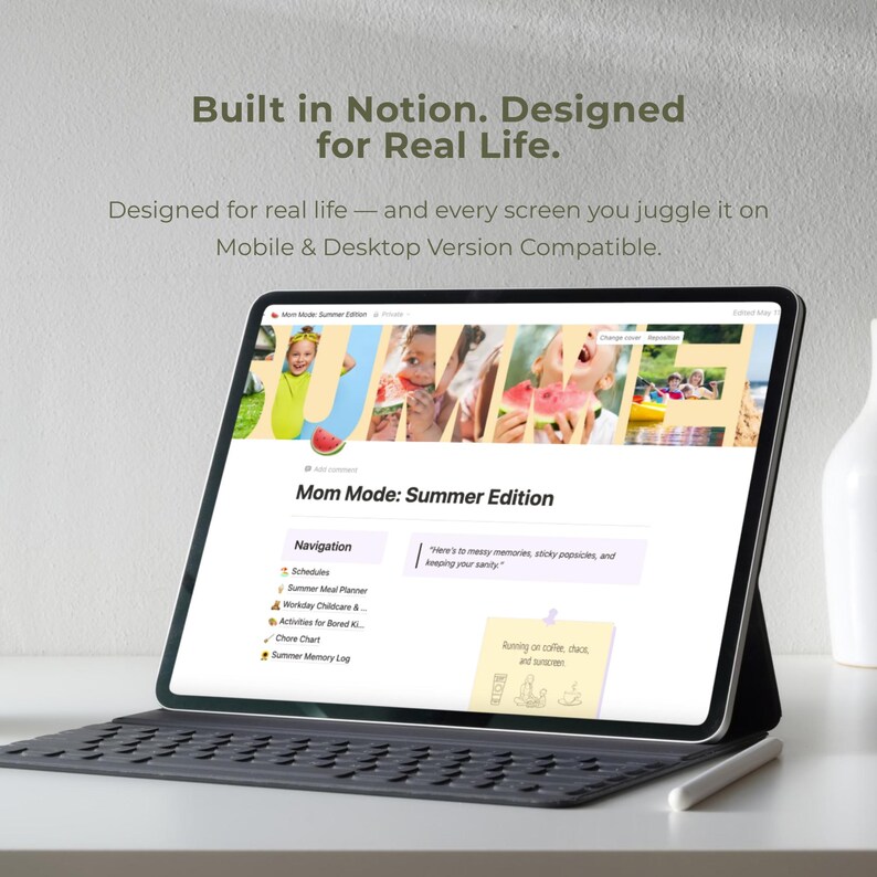 Summer Mom Planner | Notion Dashboard for Busy Moms | Digital Meal ...