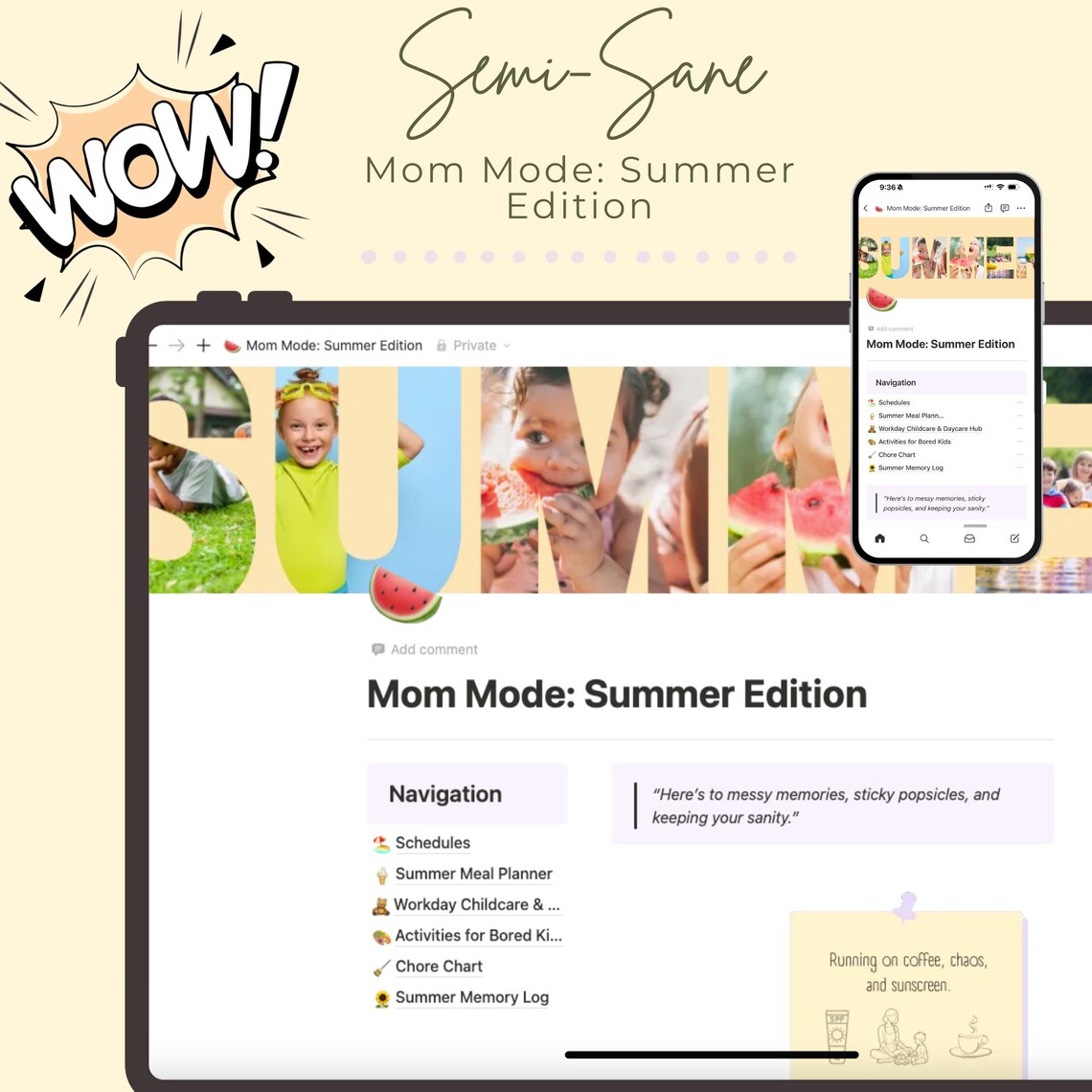 Summer Mom Planner | Notion Dashboard for Busy Moms | Digital Meal ...