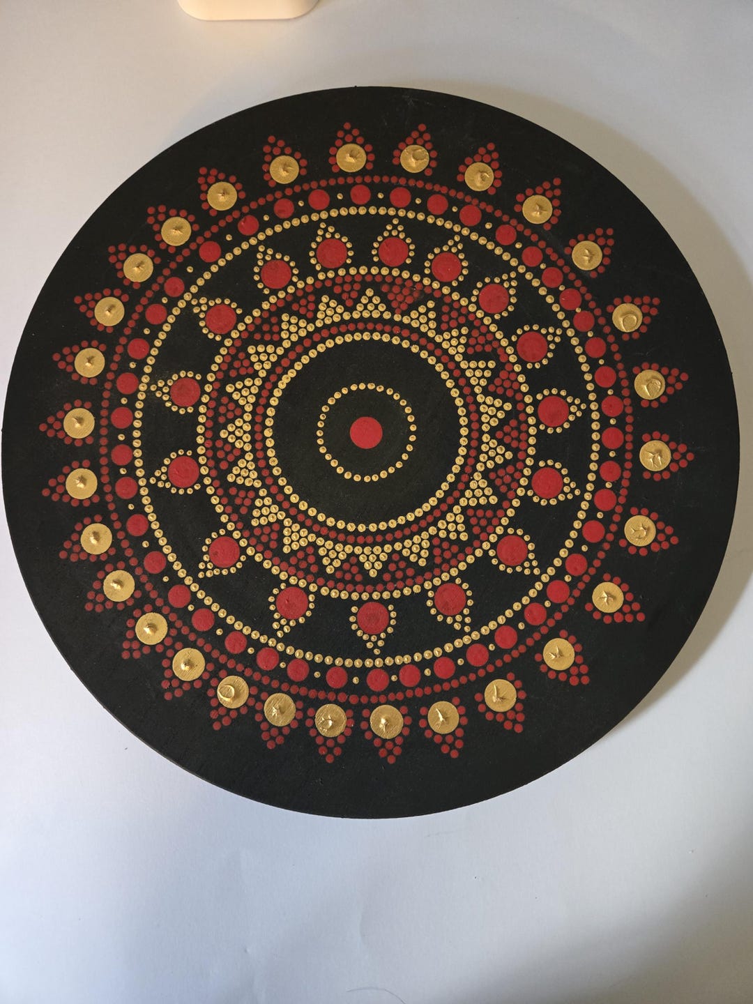 Lazy Susan With Red and Gold Dot Art - Etsy