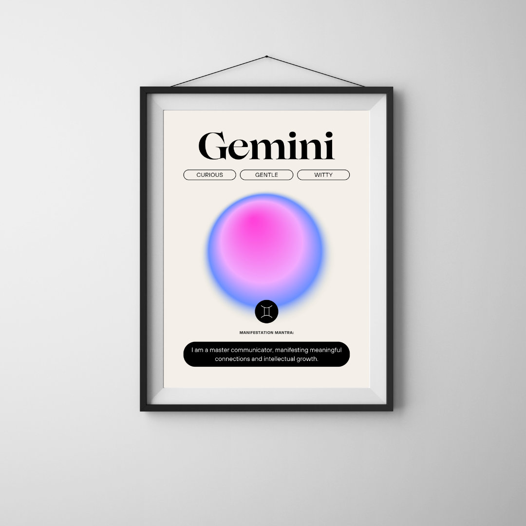Gemini Poster, Beige Zodiac Sign Poster, Trendy Wall Posters, Star Sign ...