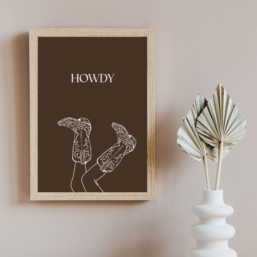 Western Howdy Brown Print, Trendy Cowgirl, Western Wall Art, Cowboy ...