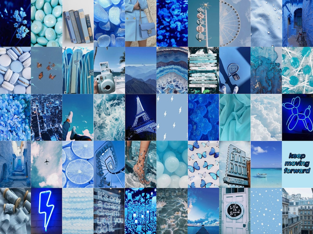 Aesthetic Blue Collage Kit Etsy