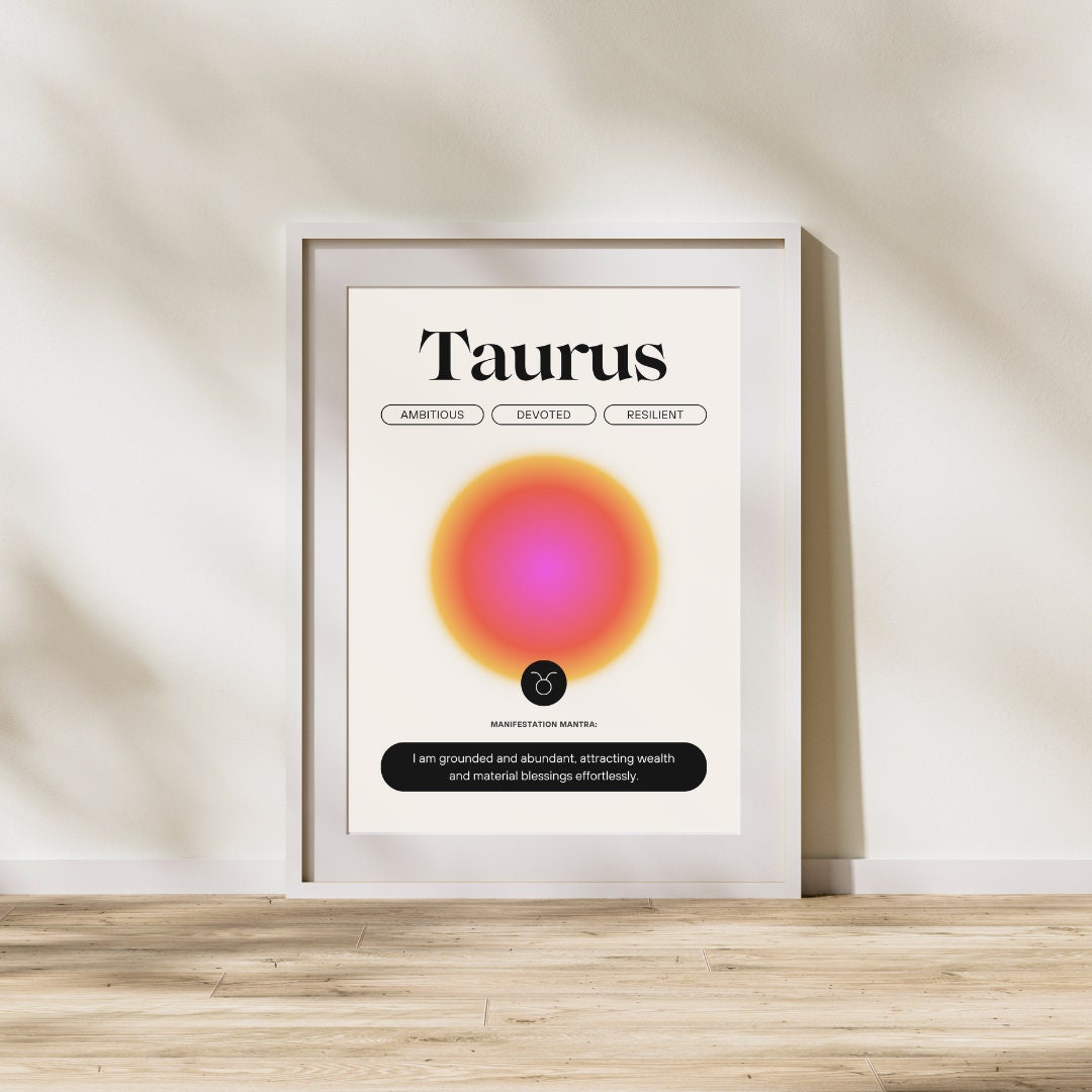 Taurus Poster, Beige Zodiac Sign Poster, Trendy Wall Posters, Star Sign ...