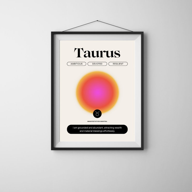 Taurus Poster, Beige Zodiac Sign Poster, Trendy Wall Posters, Star Sign ...