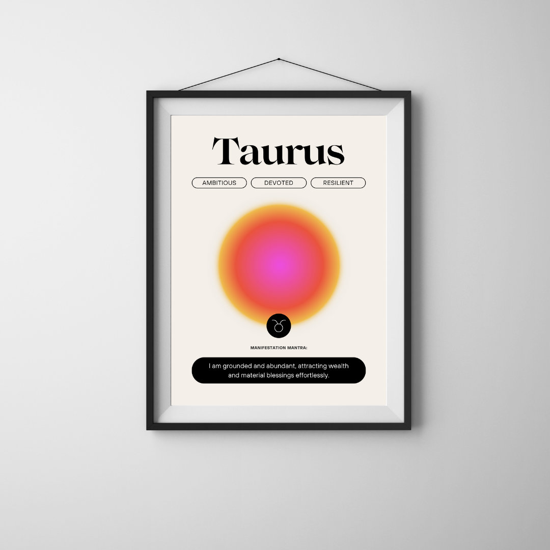 Taurus Poster, Beige Zodiac Sign Poster, Trendy Wall Posters, Star Sign ...
