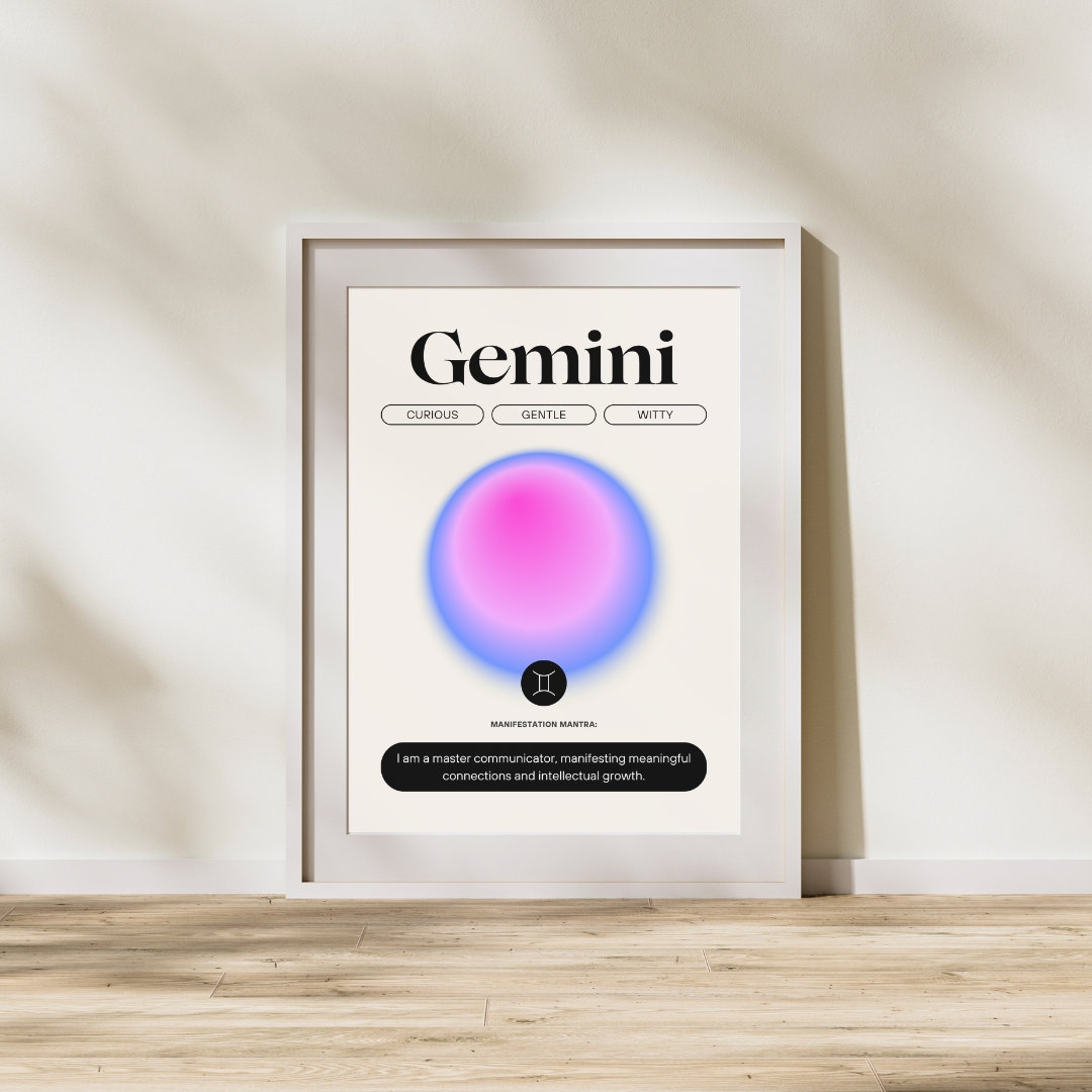 Gemini Poster, Beige Zodiac Sign Poster, Trendy Wall Posters, Star Sign ...