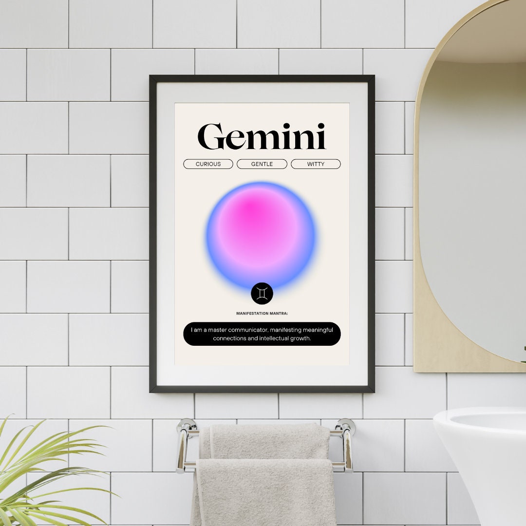 Gemini Poster, Beige Zodiac Sign Poster, Trendy Wall Posters, Star Sign ...