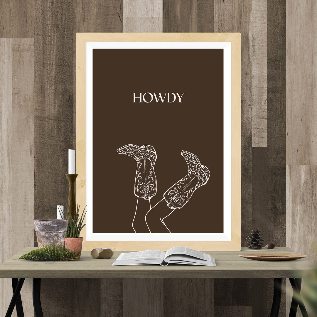 Western Howdy Brown Print, Trendy Cowgirl, Western Wall Art, Cowboy ...