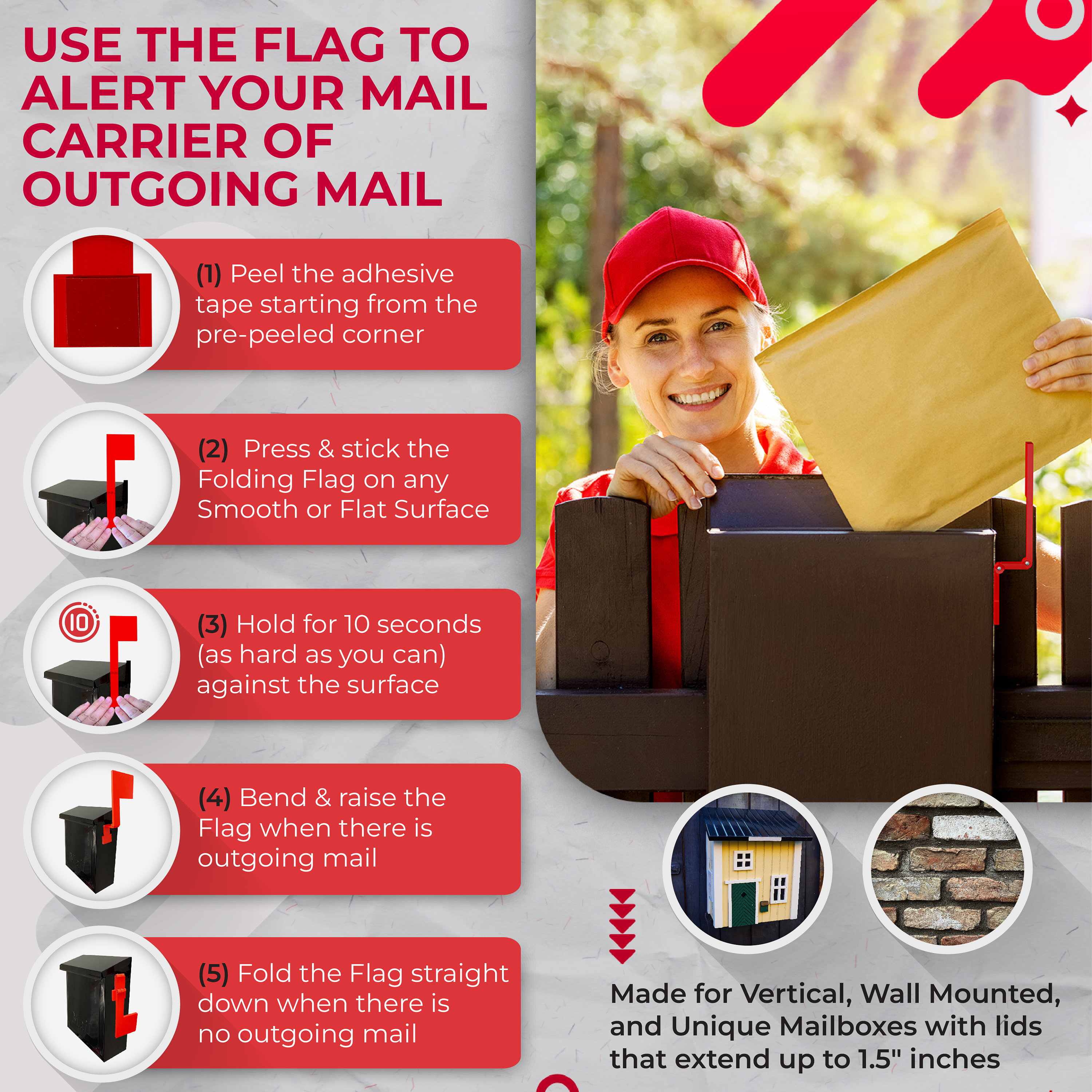 Folding Vertical Mailbox Flag Wall Mounted Mailbox Flag No - Etsy