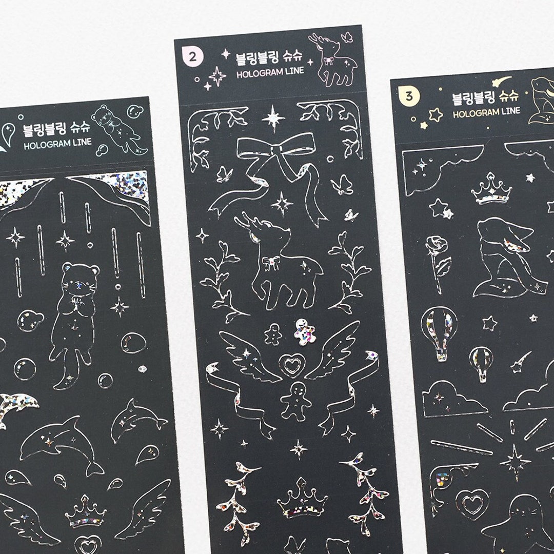 Holographic Lined Shu Shu Stickers - Clear Lined Stickers - Polco ...
