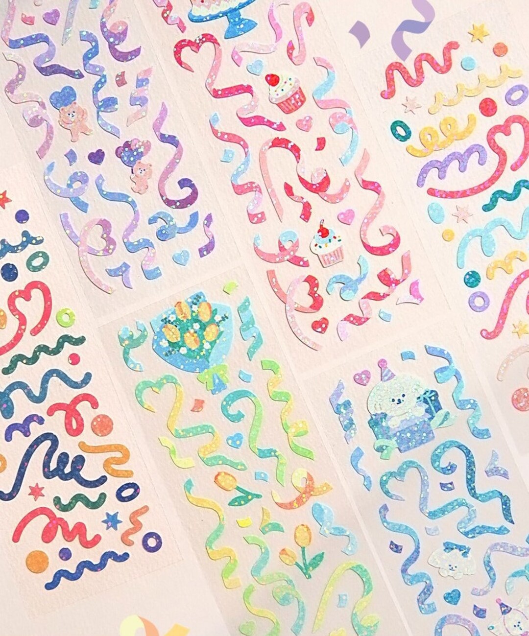 Set of 6 Confetti Hologram Sticker Pack - Glitter Stickers - Planner ...