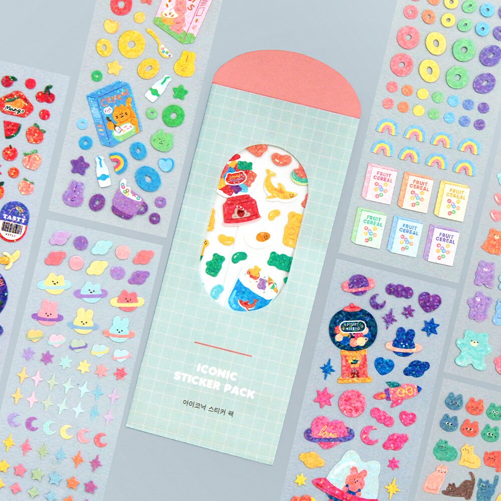 Set of 6 Hologram Confetti Deco Sticker Pack Deco stickers Glitter ...