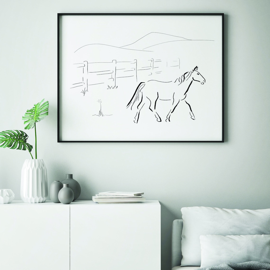 Horse Line Drawing Minimalist Art Digital Download Horse - Etsy