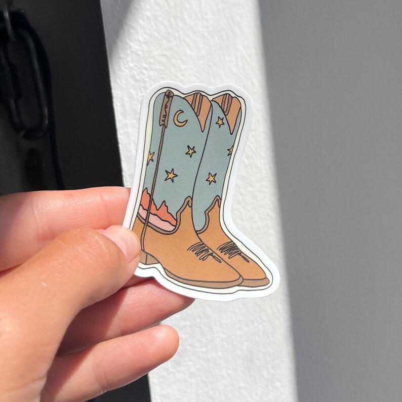 BLUE Cowboy Boot midnight Magic / Cowboy Travel Sticker, Western Vinyl ...