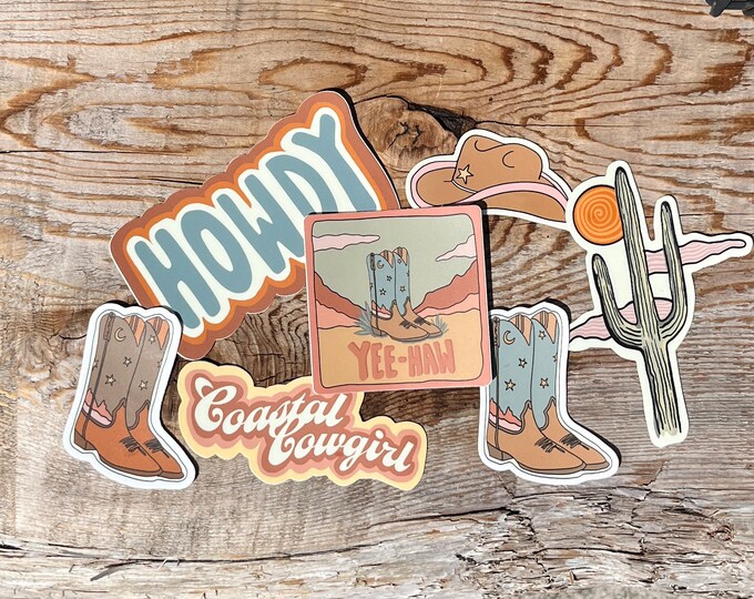 DESERT STICKER PACK - 7 Stickers, Cowboy Travel Sticker, Western Vinyl ...