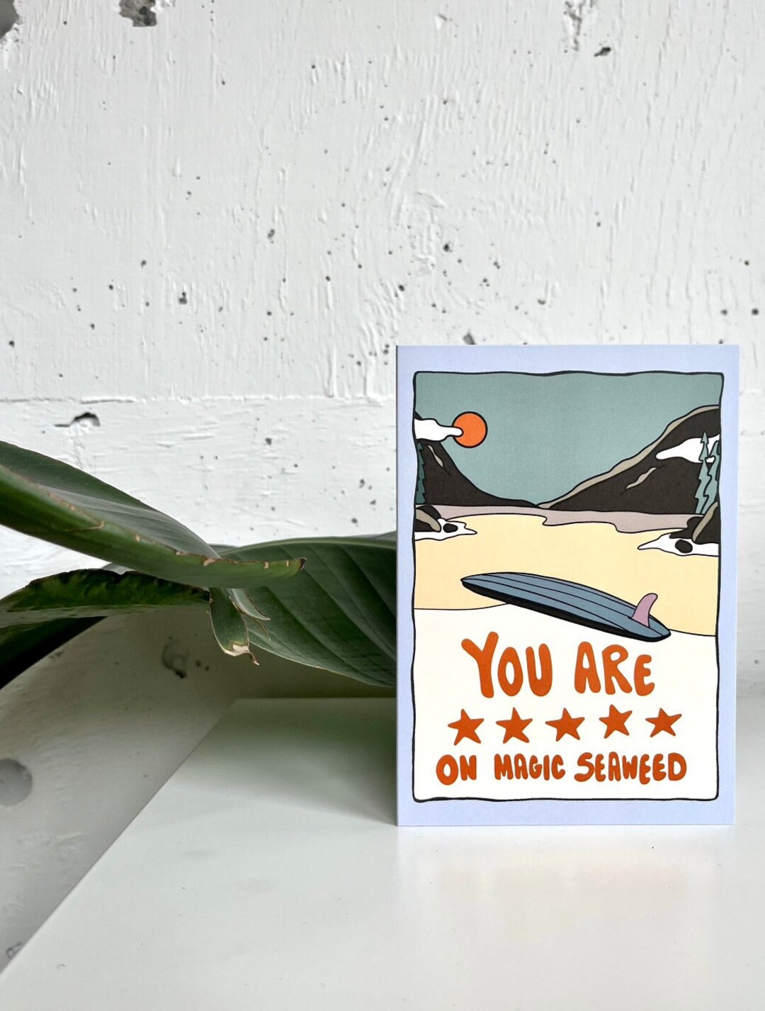 5 Stars on Magic Seaweed Card With Envelope Surf Card, Greeting Card ...