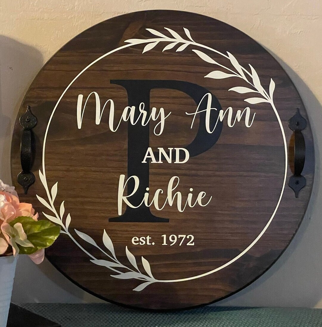 Full Circle Custom Last Name Monogram Serving Tray With Lazy Susan ...