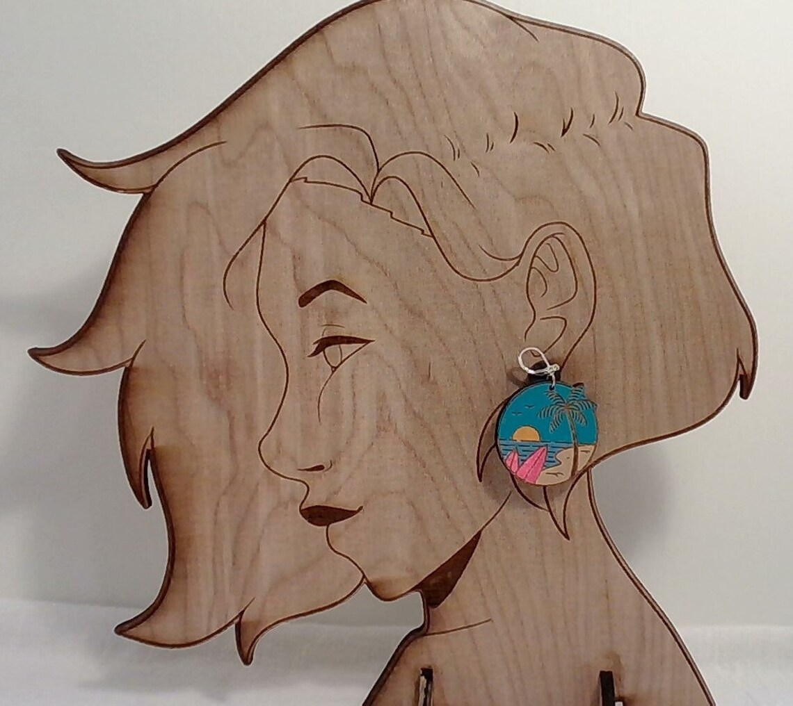 Bohemian Earrings Boho Wood Earrings Beach Surfing Earrings | Etsy