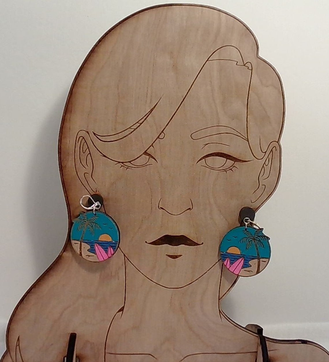 Bohemian Earrings Boho Wood Earrings Beach Surfing Earrings | Etsy