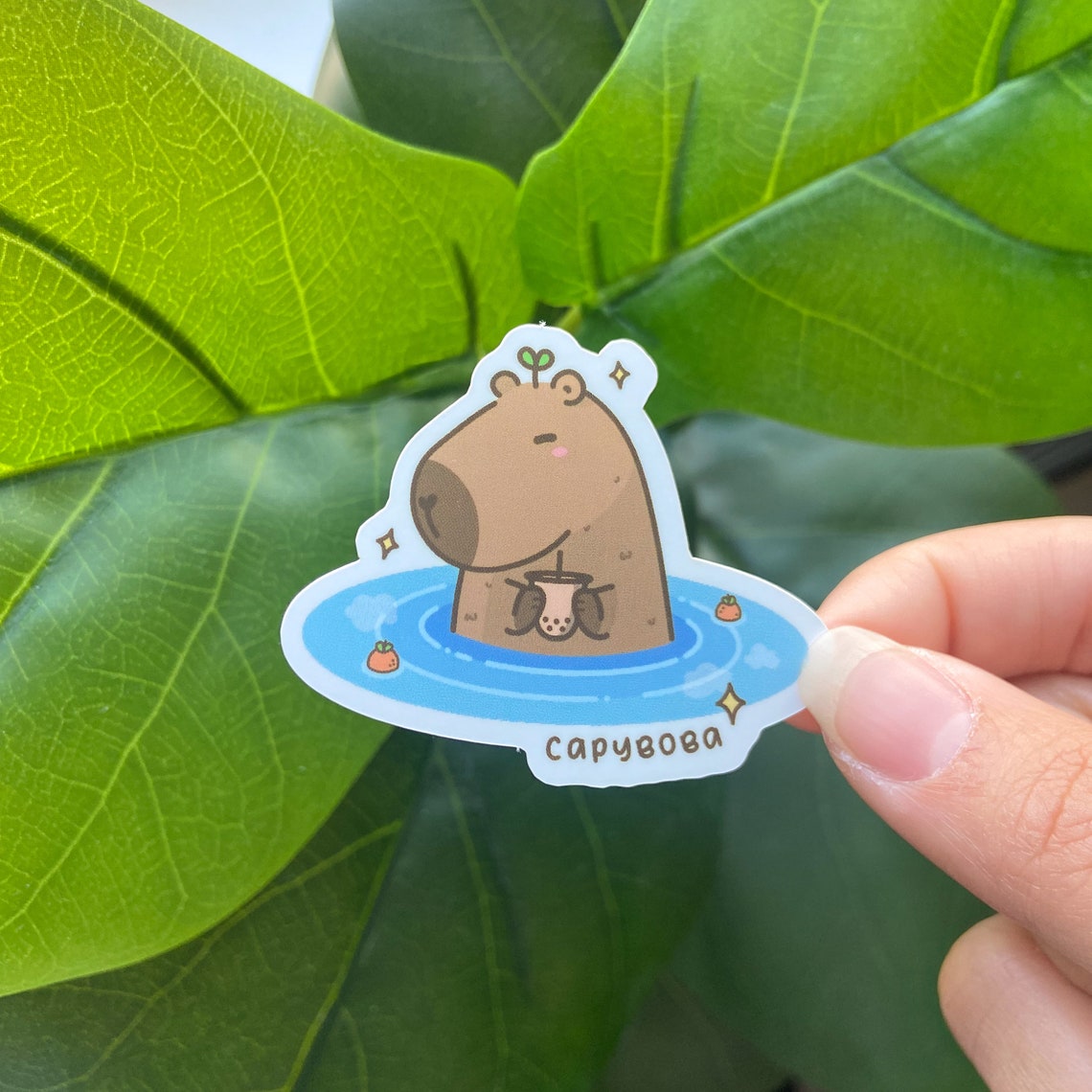 Capyboba Sticker Capybara Boba - Etsy
