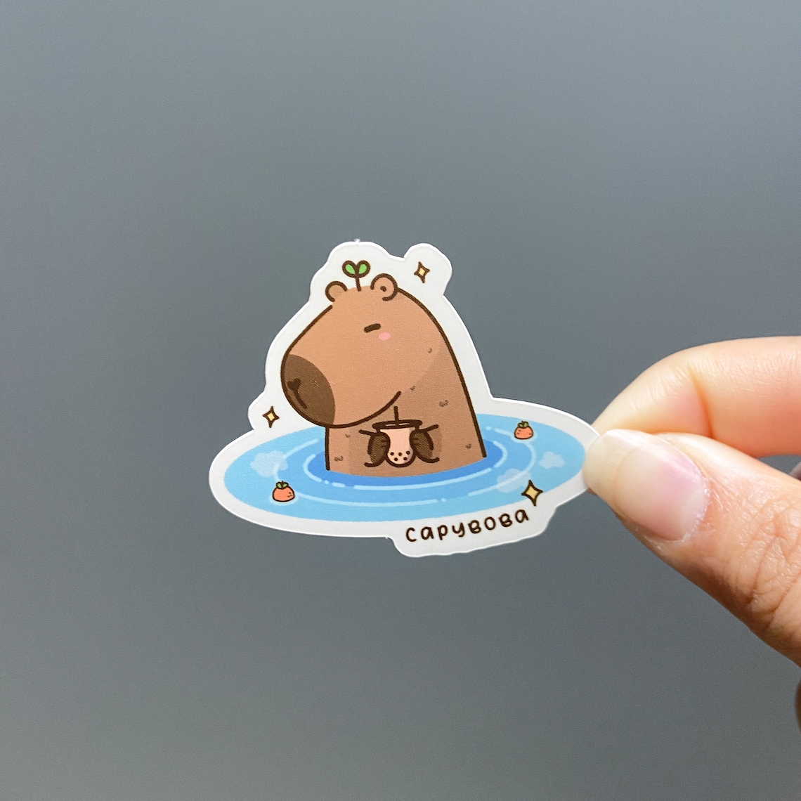 Capyboba Sticker Capybara Boba - Etsy