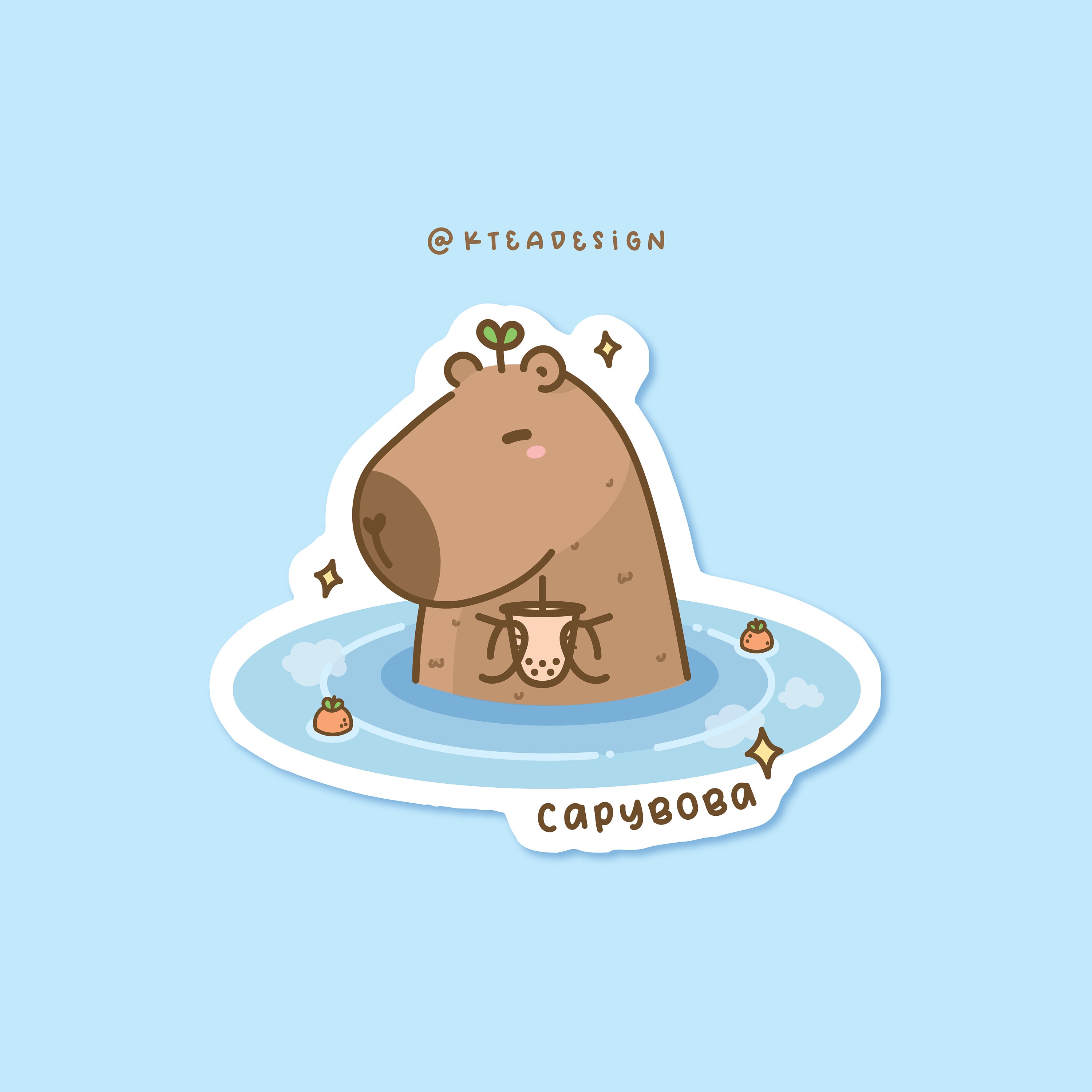 Capyboba Sticker Capybara Boba - Etsy