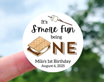 Smore Fun Being One 1st Birthday Stickers - Custom Smores Birthday ...
