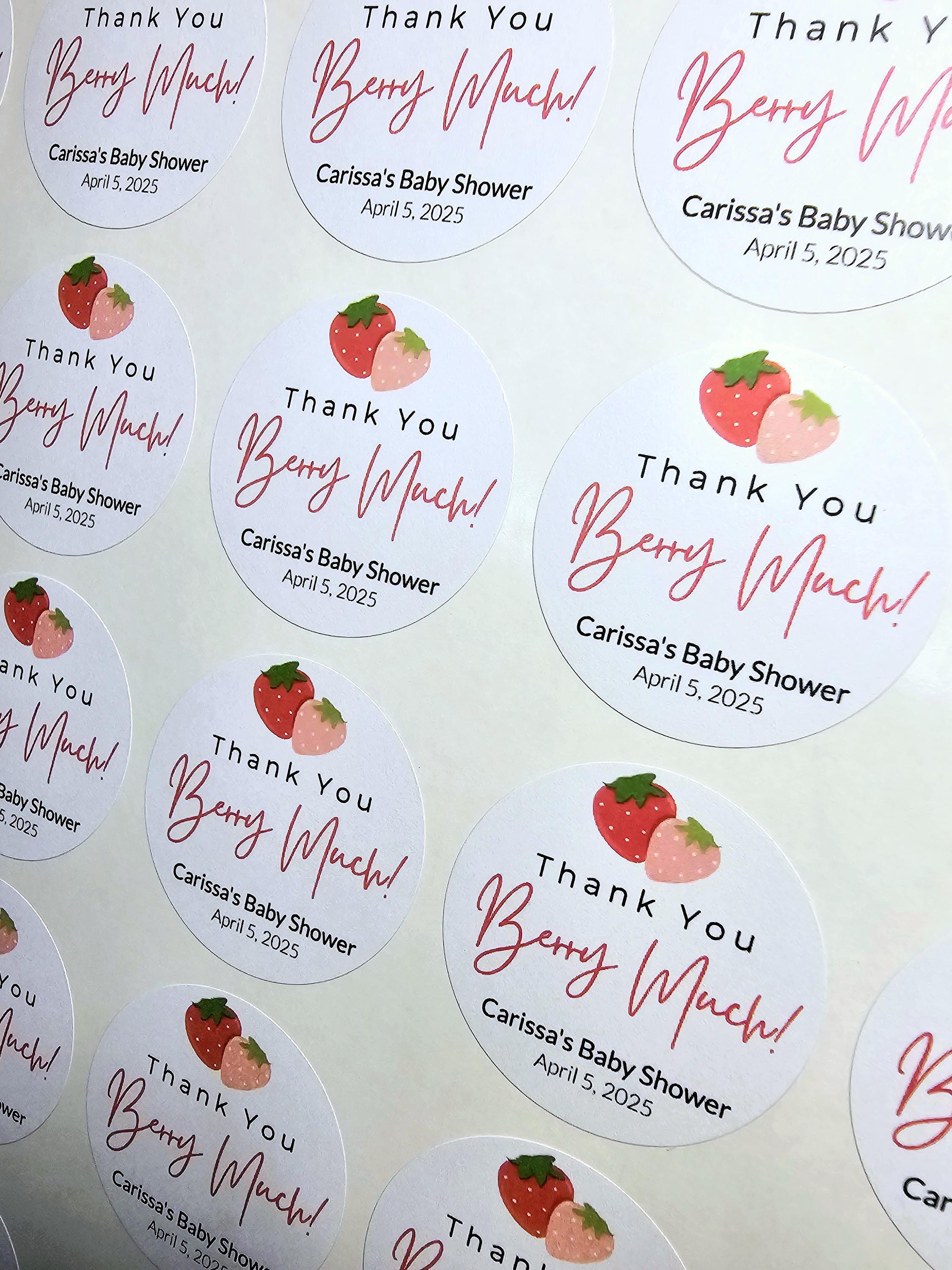 Thank You Berry Much Stickers - Custom Berry Theme Party Labels, Berry ...