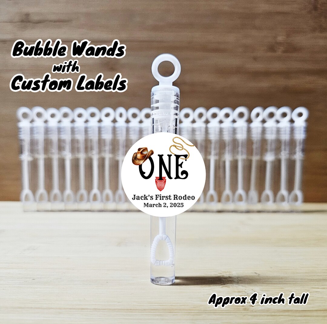 First Rodeo Birthday Bubble Favors - Labels & Filled Bubble Wands ...