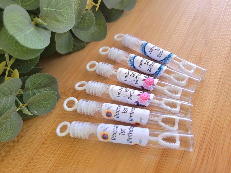 1st Birthday Bubble Favors Custom Labels & Filled Bubble - Etsy