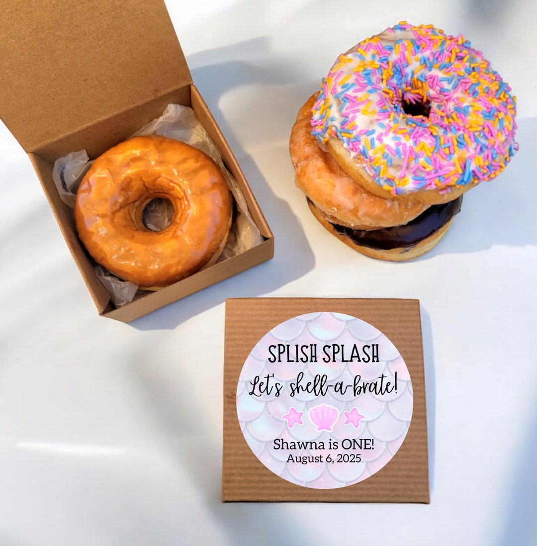 Mermaid Birthday Party Donut Box - Custom Donut Favors, Splish Splash ...