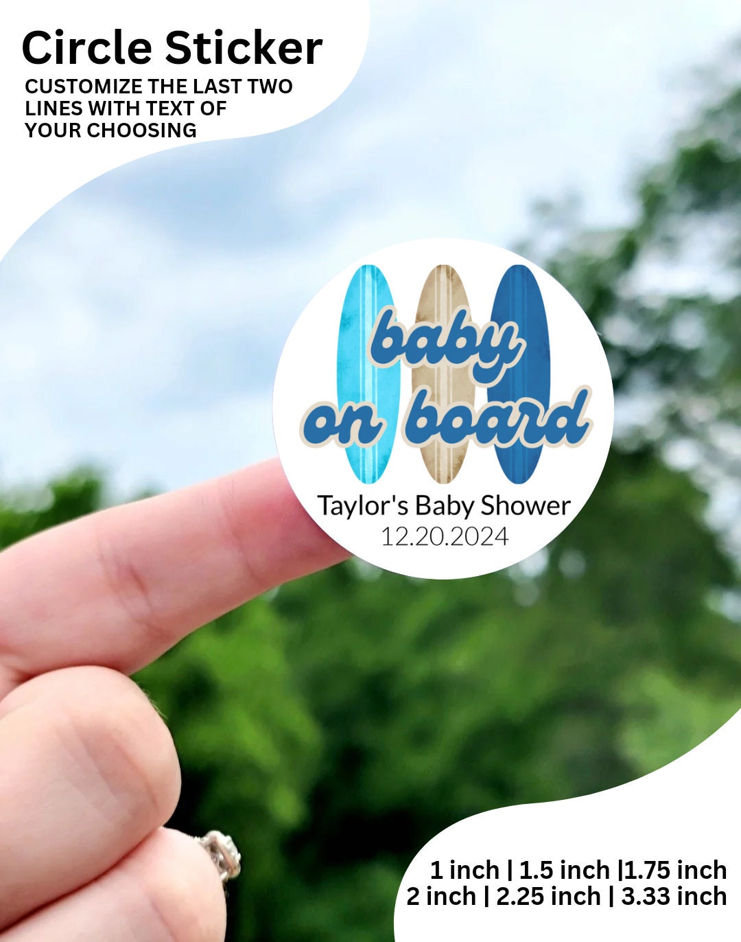 Blue Baby on Board Baby Shower Stickers - Custom Baby Shower Bulk ...