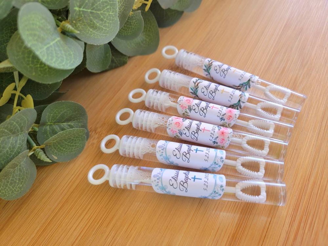 Baptism Bubble Favors - Custom Labels & Filled Bubble Wand - Baptism ...