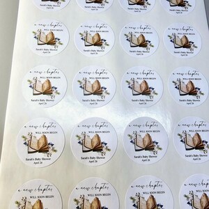 New Chapter Baby Shower Stickers - Custom Storybook Baby Shower Labels ...