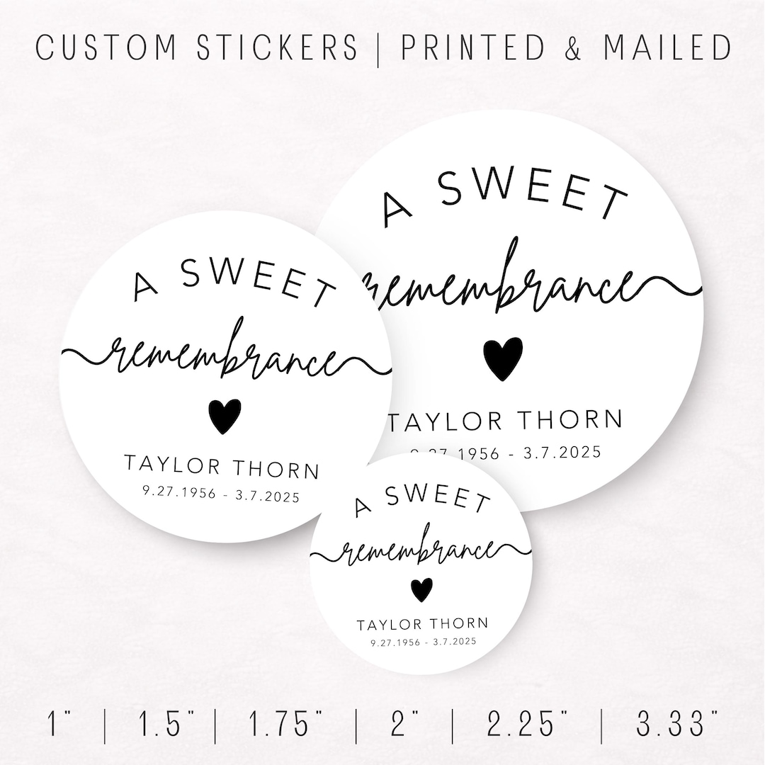 Sweet Remembrance Memorial Stickers – Minimal Custom in Loving Memory ...