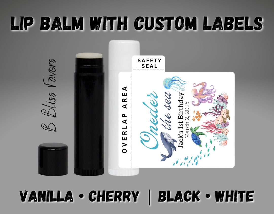 Oneder the Sea 1st Birthday Lip Balm Favors PRE-ASSEMBLED Vanilla or ...