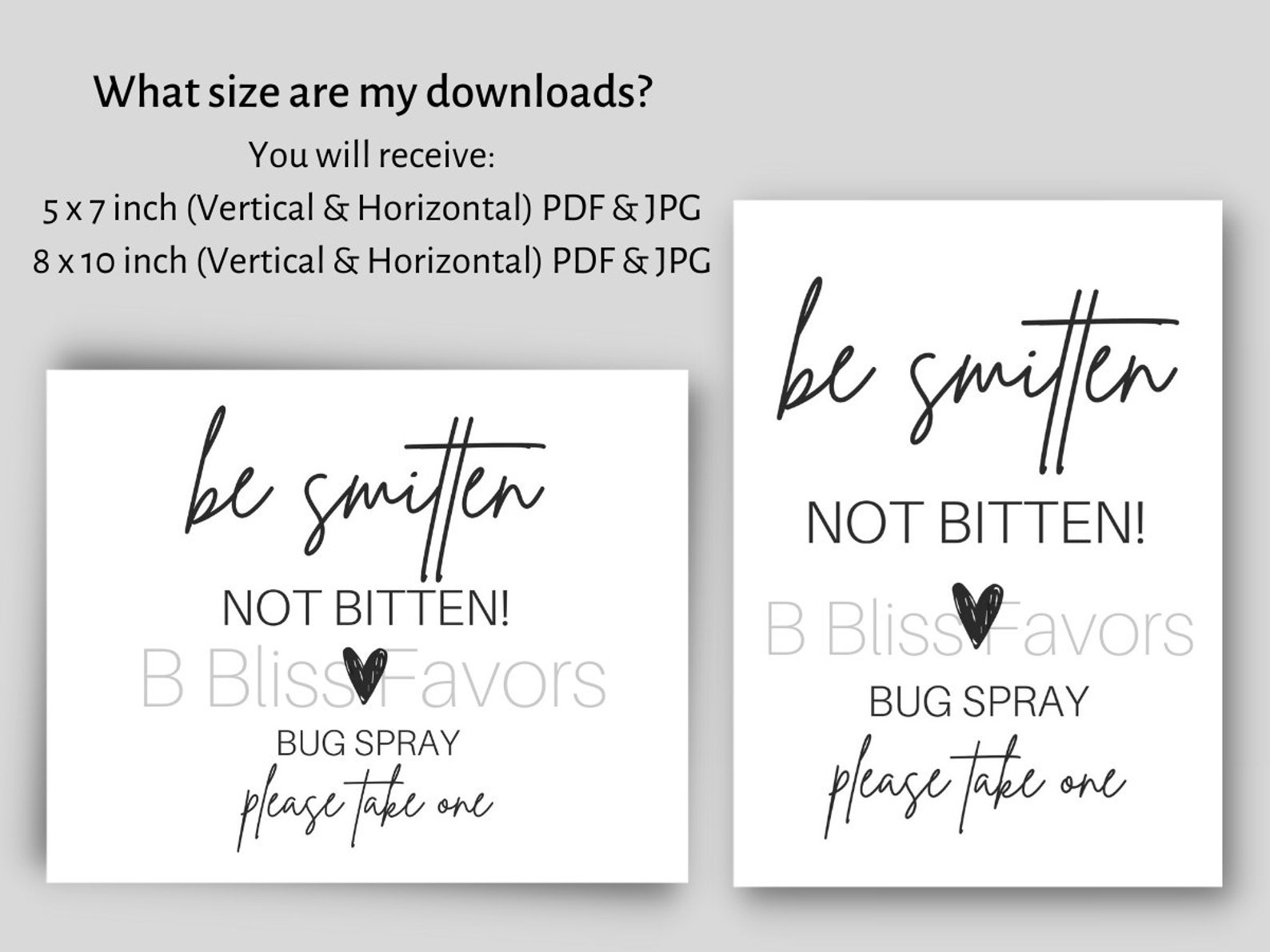 Be Smitten Not Bitten Printable Sign Bug Spray Favors Sign - Etsy