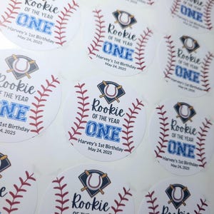 Rookie of the Year 1st Birthday Stickers - Custom Baseball Birthday ...