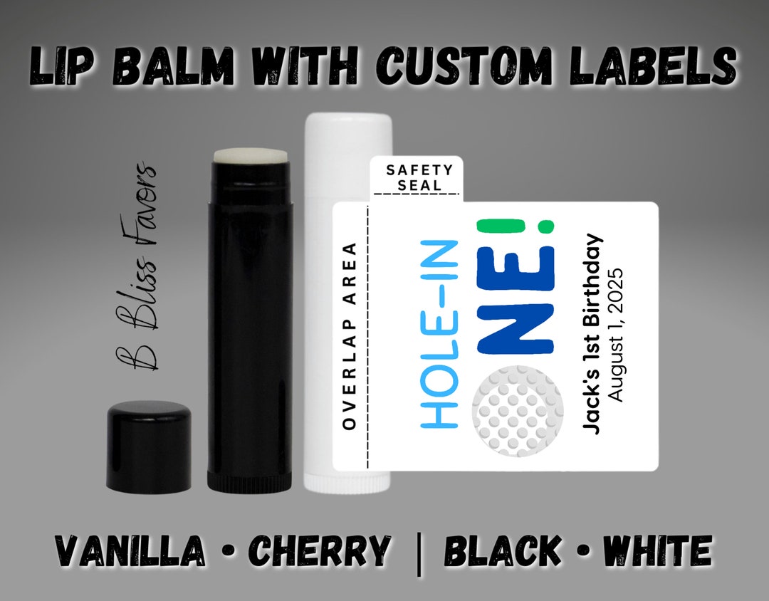 Golf Hole in ONE 1st Birthday Lip Balm Favors - PRE-ASSEMBLED - Vanilla ...