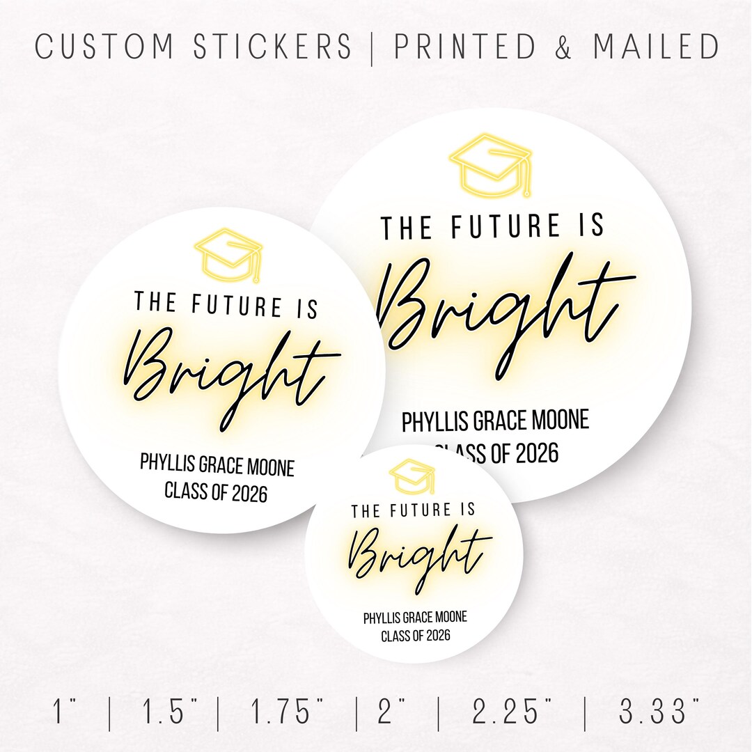 The Future is Bright Graduation Stickers – Class of 2026 Candle Labels ...