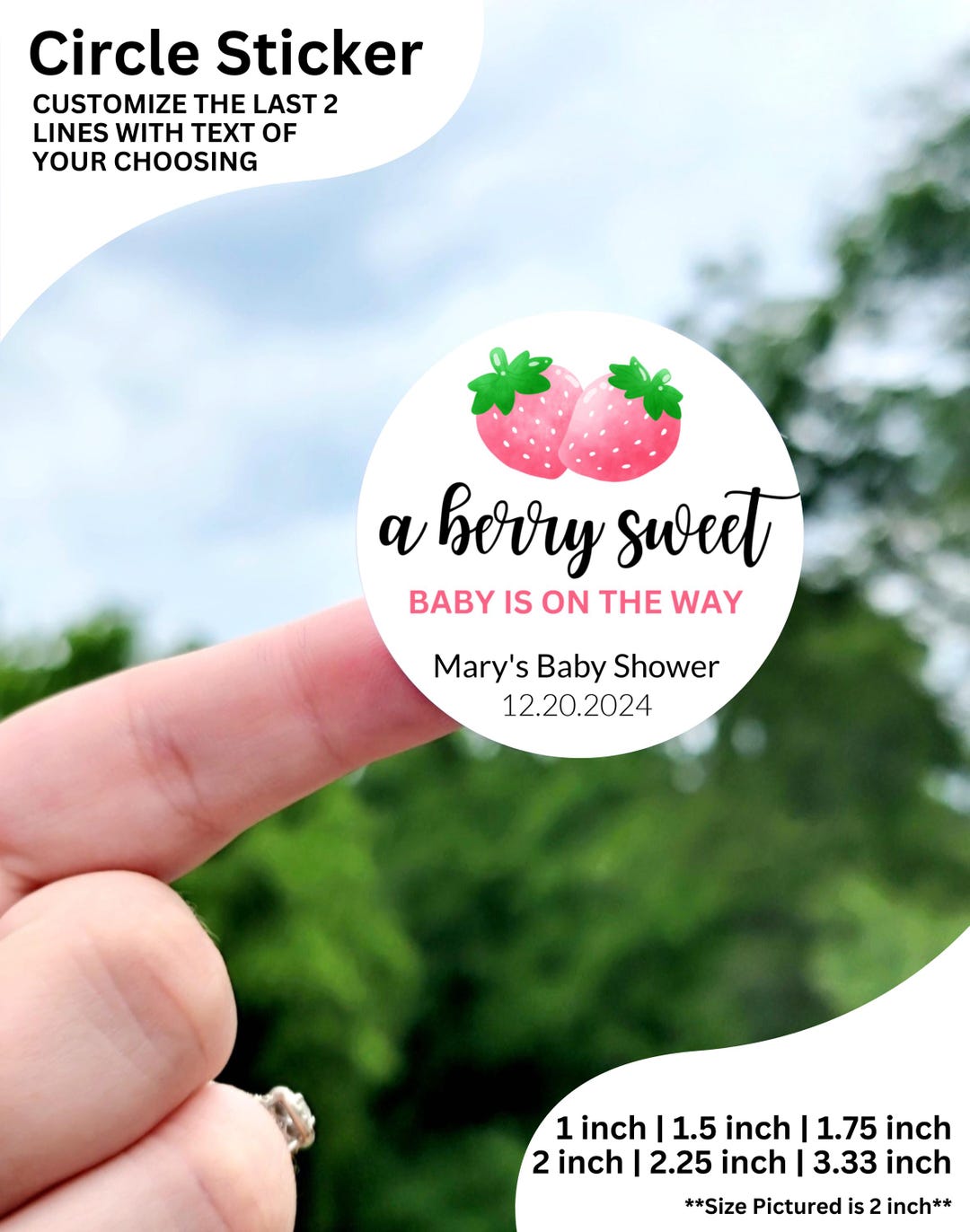 Berry Sweet Baby Shower Stickers - Custom Berry Theme Party Labels ...